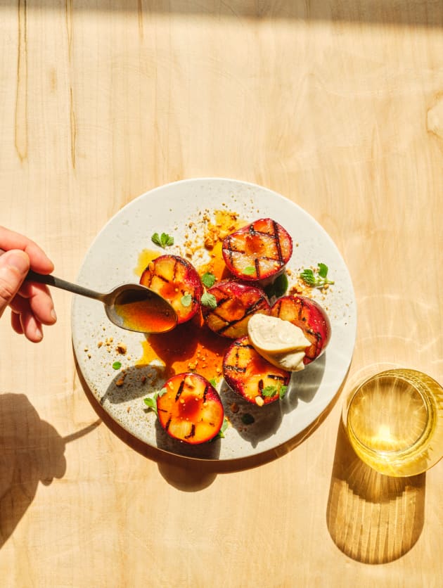 Grilled Plums with Spiced Mascarpone Recipe - Food Fanatic