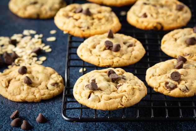 Chocolate Chip Oatmeal Peanut Butter Cookies Recipe - Food Fanatic