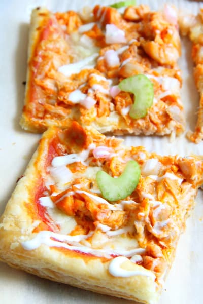 Buffalo Chicken Puff Pastry Pizza Recipe - Food Fanatic