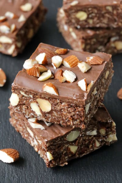Gluten Free Chocolate Almond Oat Bars Recipe - Food Fanatic
